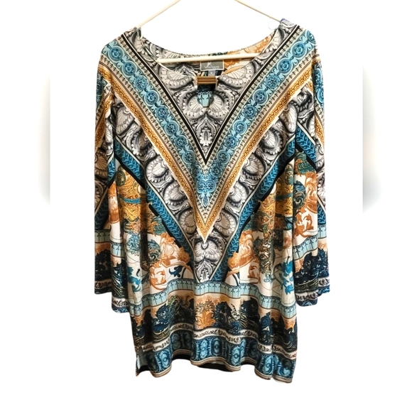 JM Collection | Tops | Jm Collection Multicolor Patterned Blouse Boho ...